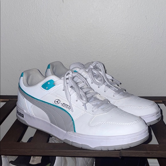 Puma | Shoes | Puma Amg Collab White And Teal Mens Sneakers | Poshmark